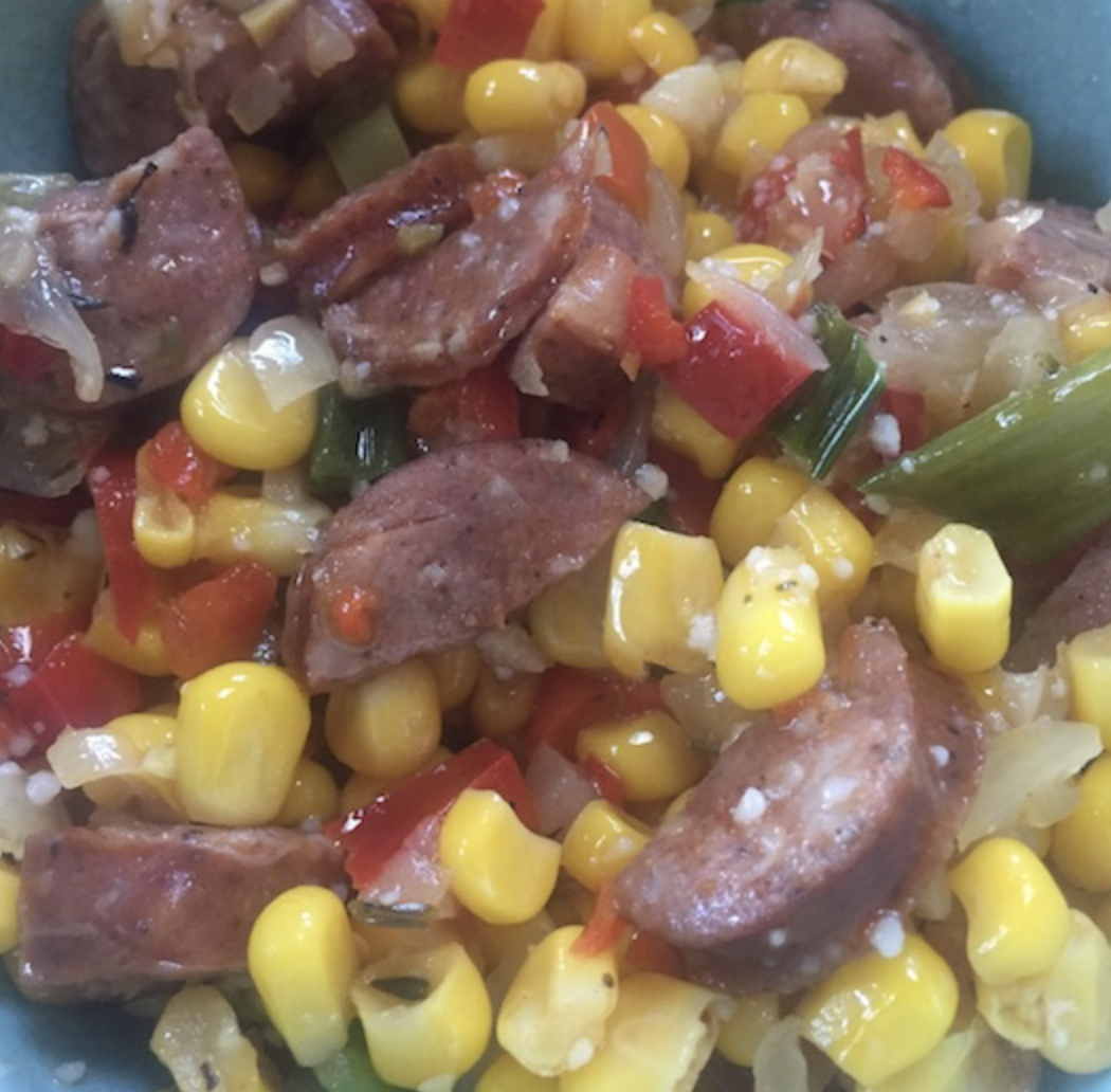 Maque Choux with Andouille Sausage - Family Eats